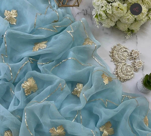 Pure Diamond Chiffon Gota Pati Work Saree. – fabfonde